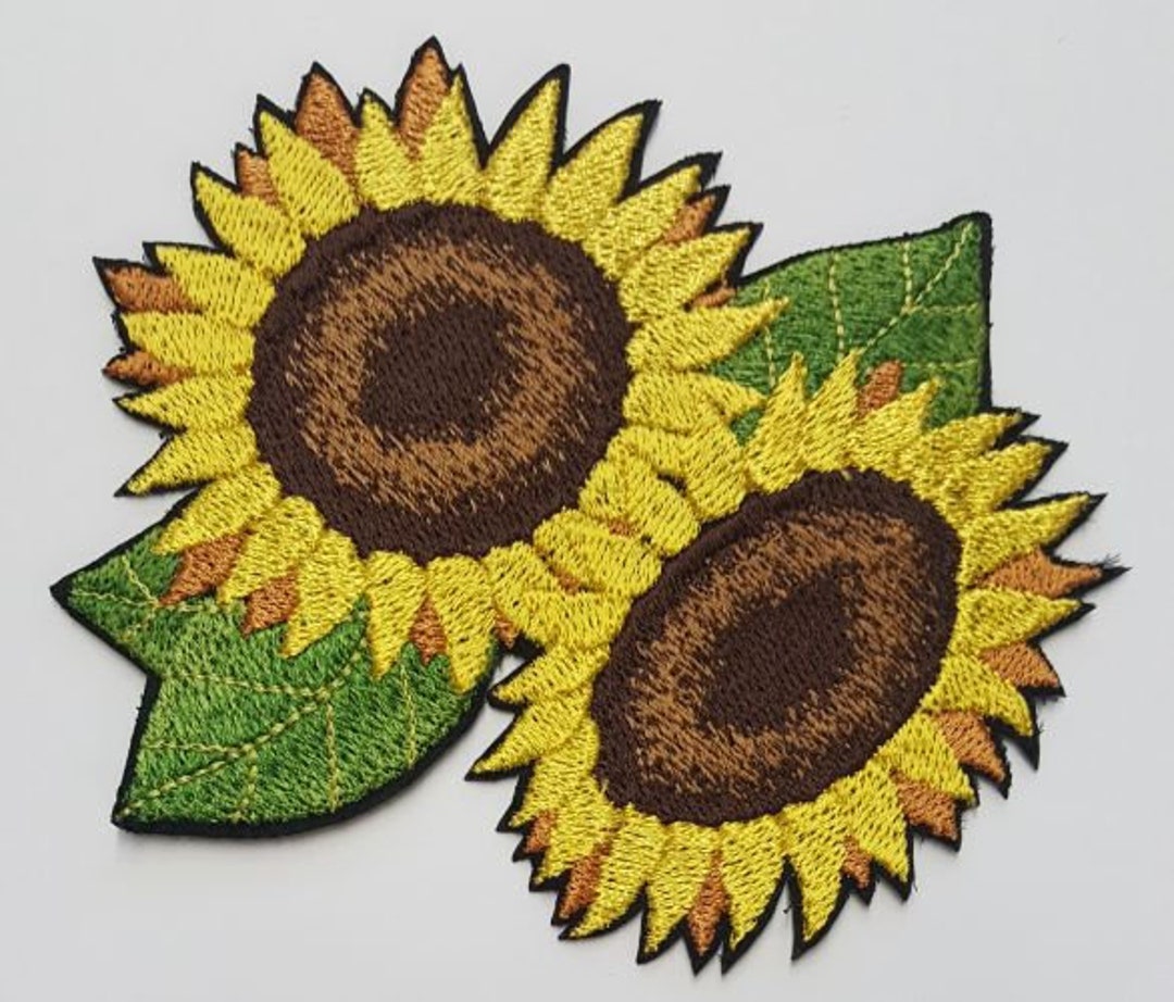 Sunflower Embroidered Patch 4" X 4.5" Can Be Made Larger Iron on or Sew ...