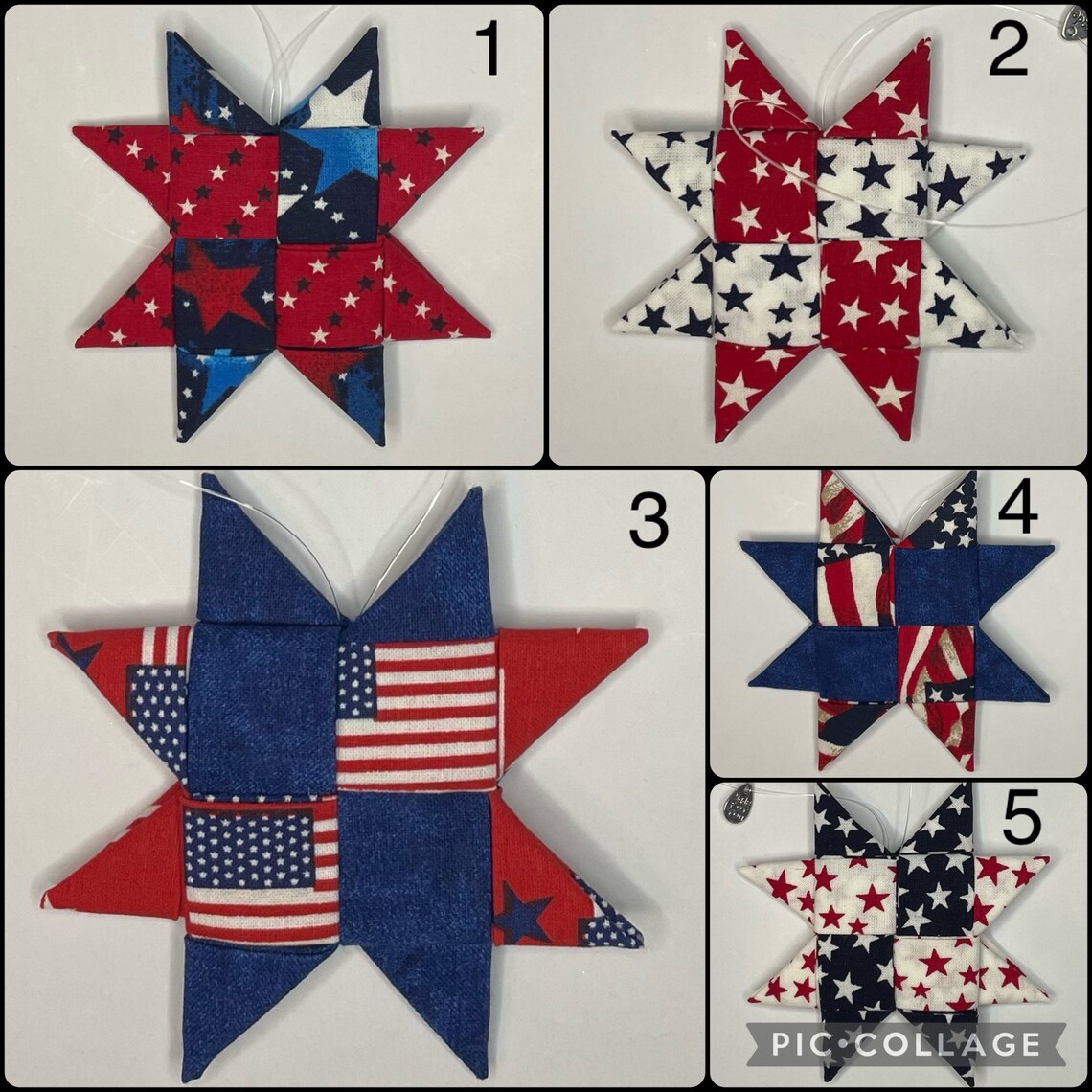 Mix & Match Hand Folded Fabric Stars, Fabric Ornament, Folded Star ...