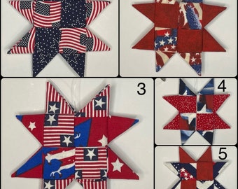 Mix & Match Hand Folded Fabric Stars, Fabric Ornament, Folded Star ...