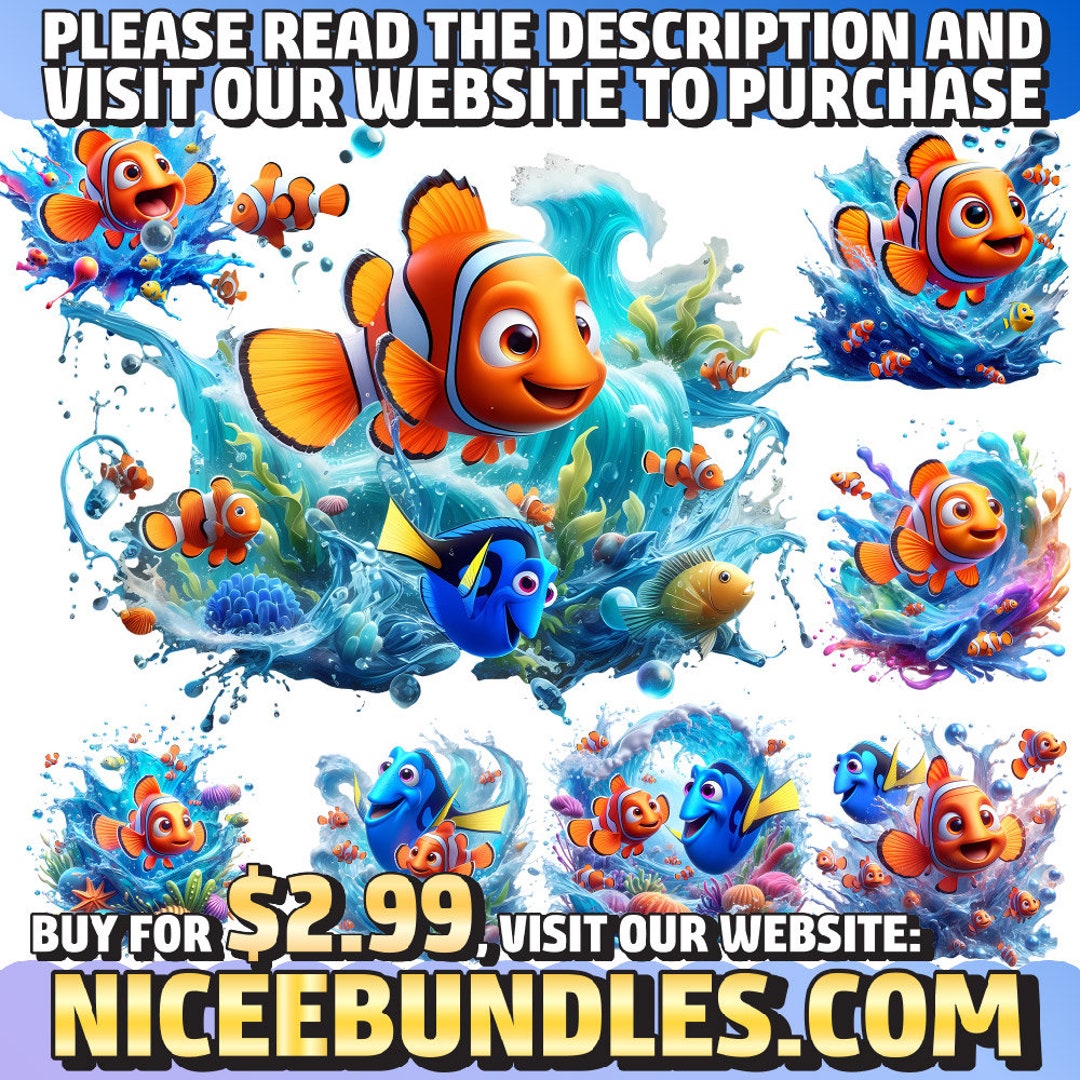 8 PNG Finding Nemo Finding Dory Splash and Watercolor Digital Design ...