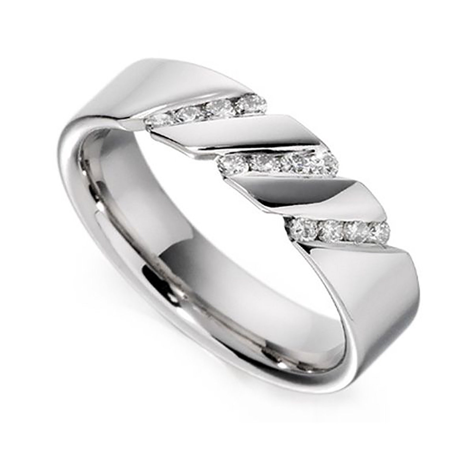 Mens Diagonal Channel Set Diamond Wedding Ring - Etsy UK
