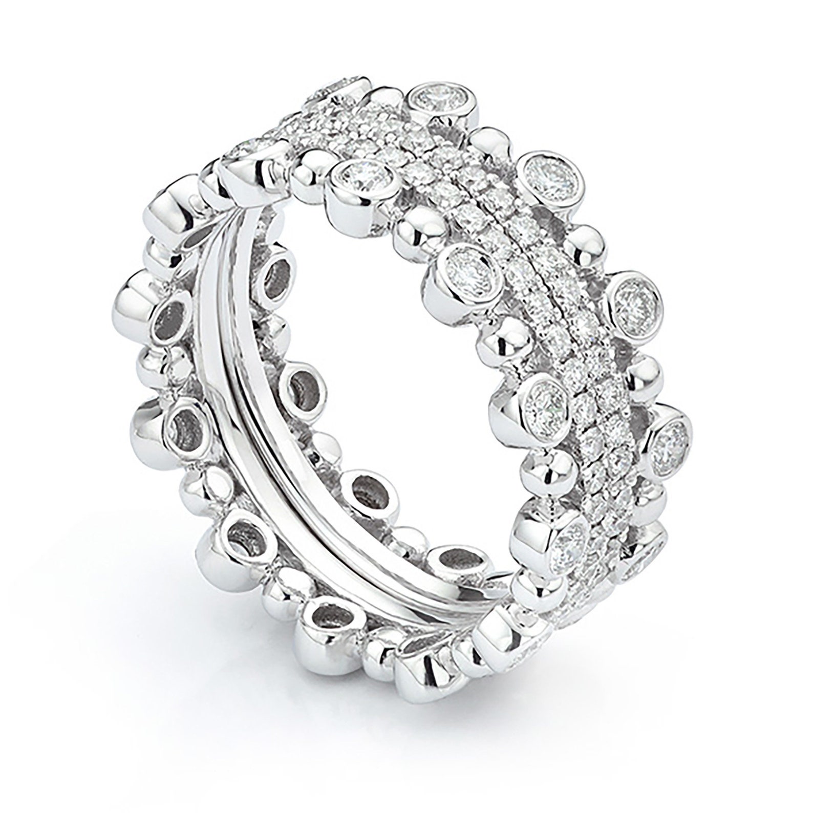 Crown Inspired Interlocking Ring Diamond Stacking Ring - Etsy