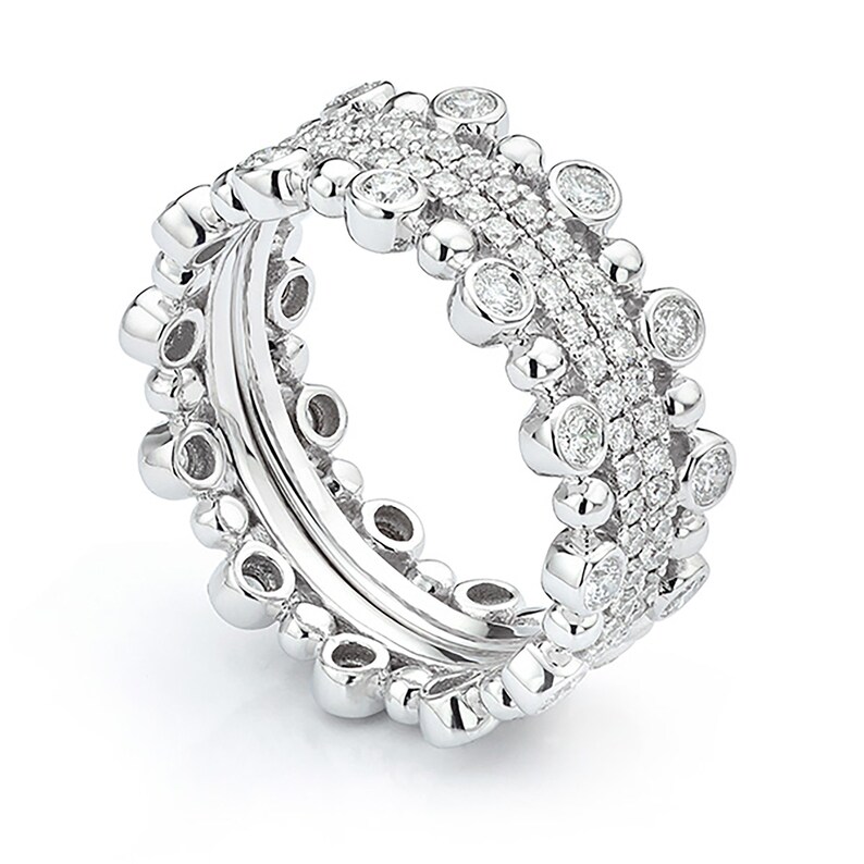 Crown Inspired Interlocking Ring Diamond Stacking Ring - Etsy