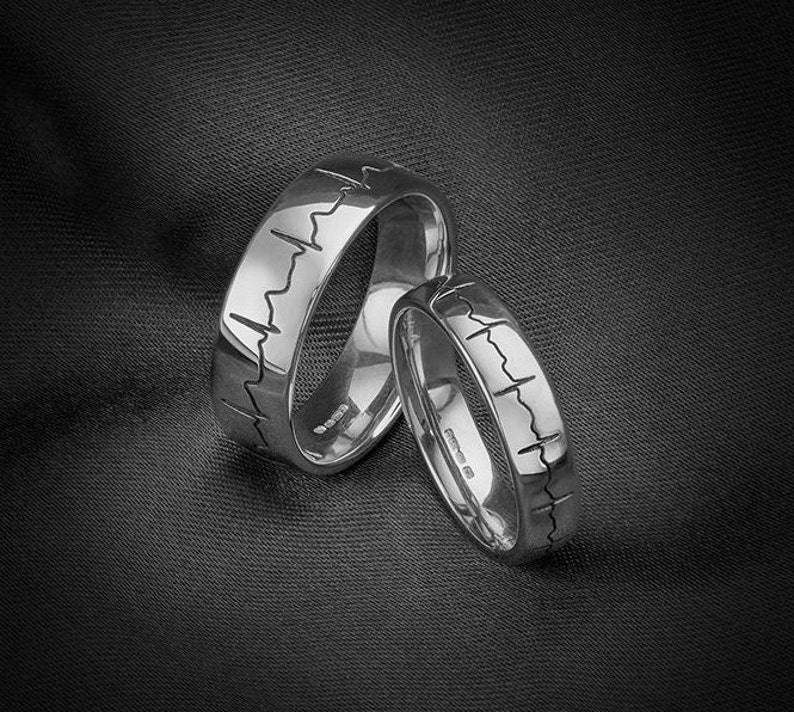 4mm Actual Heartbeat Wedding Ring 4mm Heartbeat Ring Personalised ...