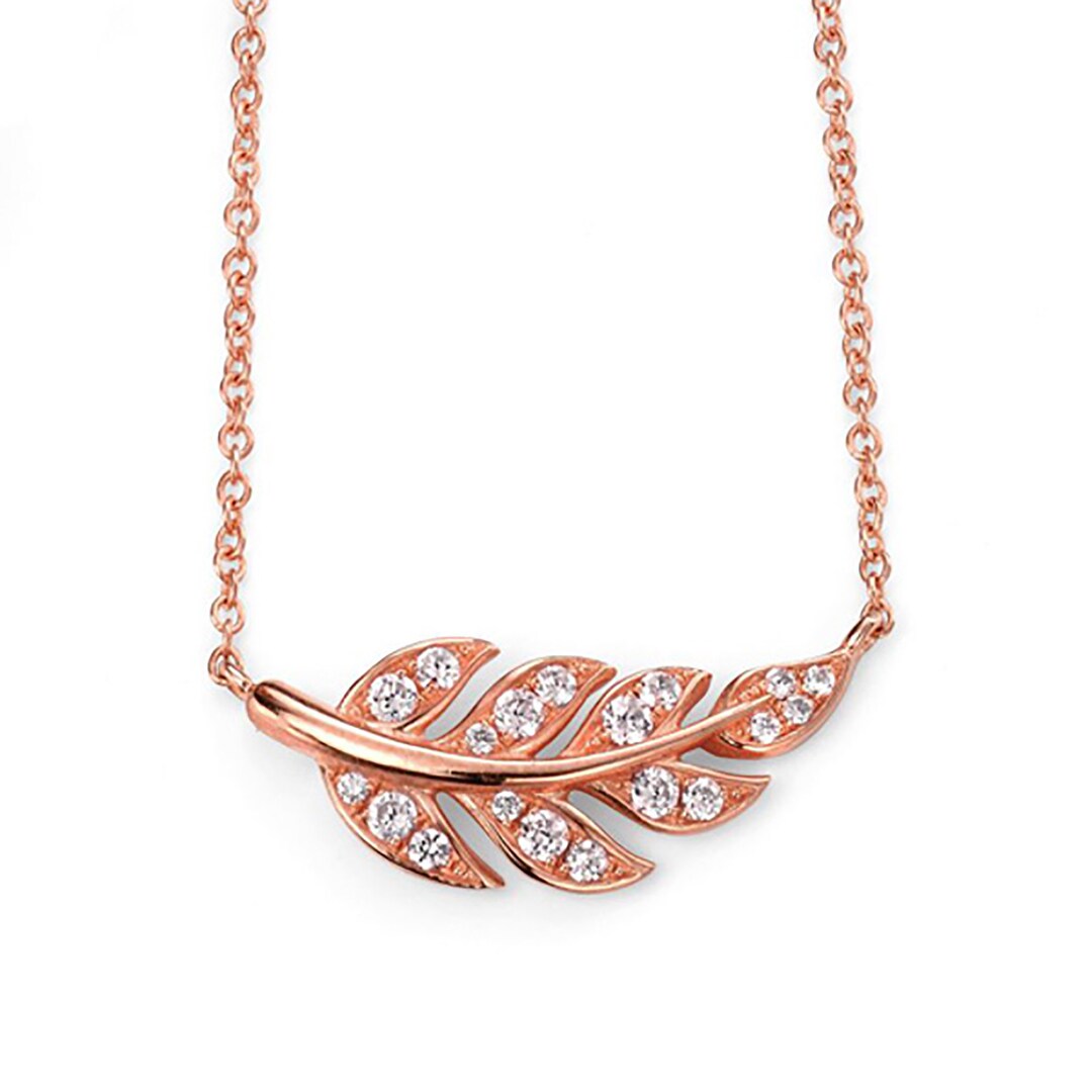 Rose Gold überzogener Blatt Anhänger Blatt Halskette Blatt Schmuck ...