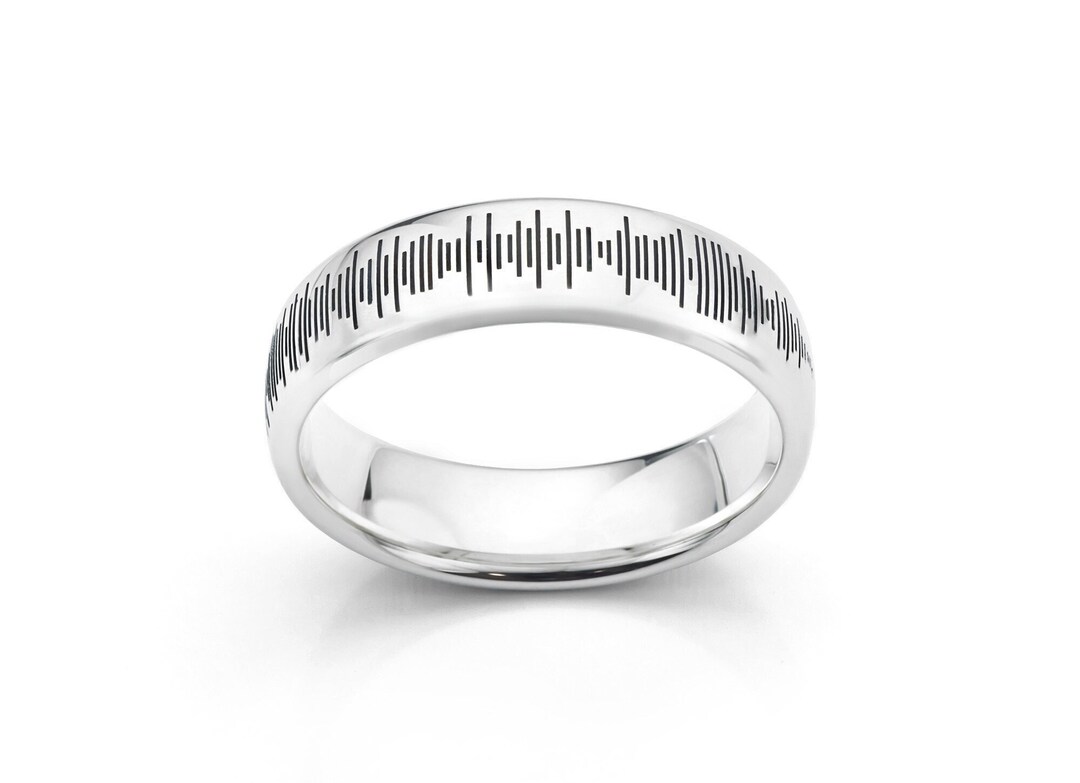6mm Soundwave Wedding Ring Sound Pattern Ring Personalised Wedding Ring ...