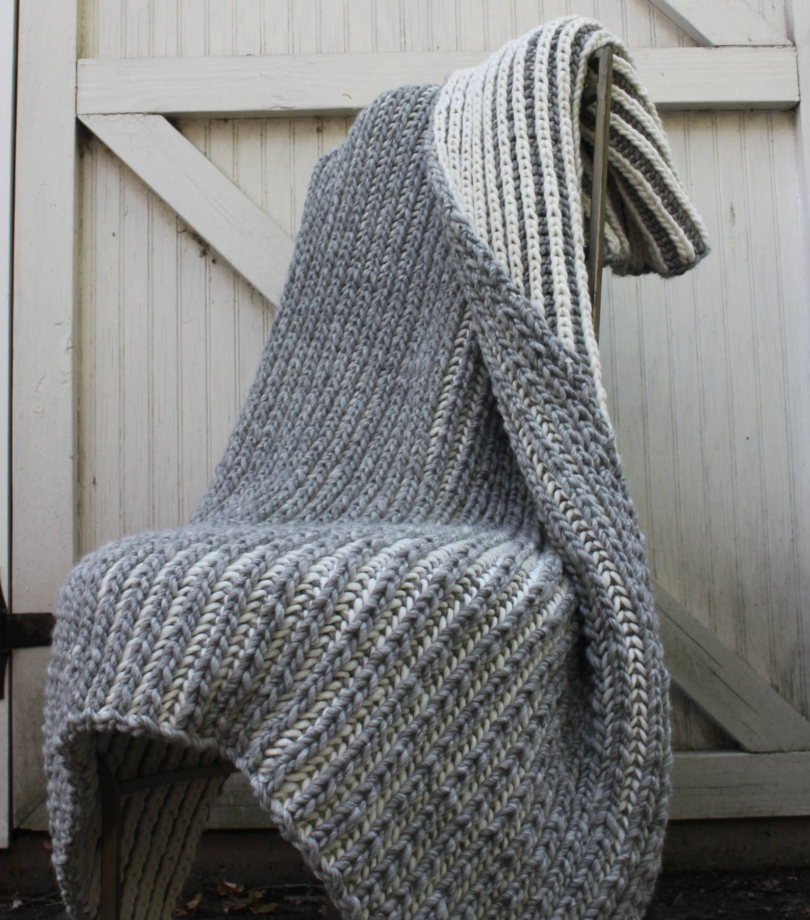 Chrysalis Brioche Blanket Pattern - Two Color Chunky Bulky Knit Brioche ...