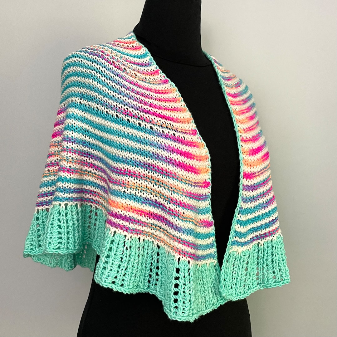 Slice Shawl PDF Pattern - Crescent Shaped Striped Knit Worsted Weight ...