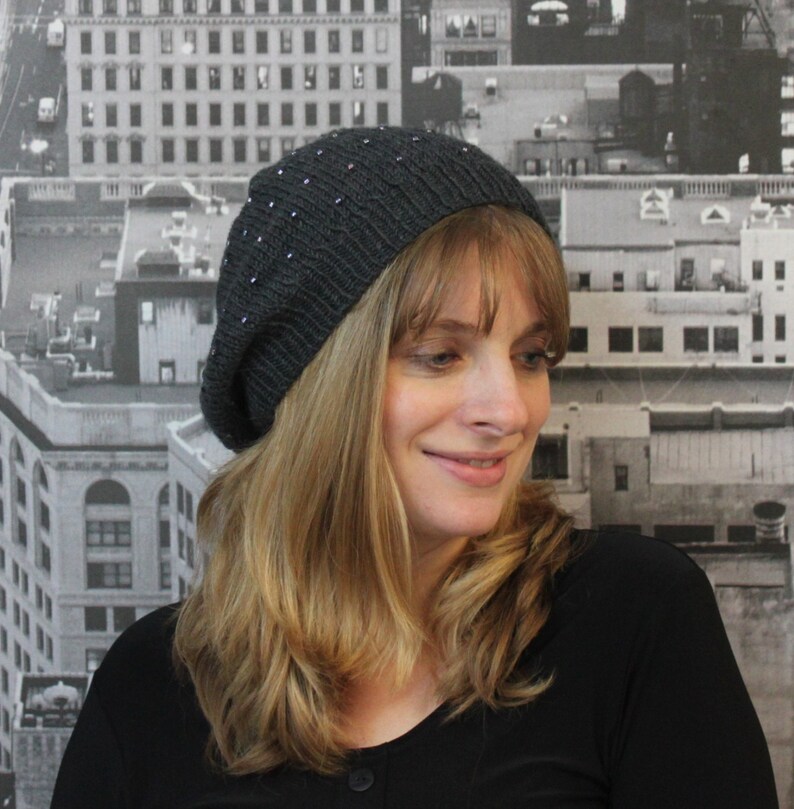 Starry Snood Hat Pattern DK Weight Beaded Slouch Hat Pattern | Etsy