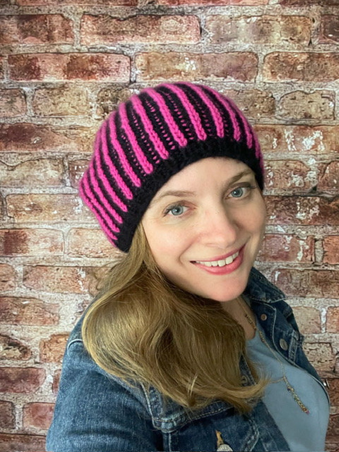 Coloring in the Lines - Worsted Weight Hat Two Color Brioche Knitting ...