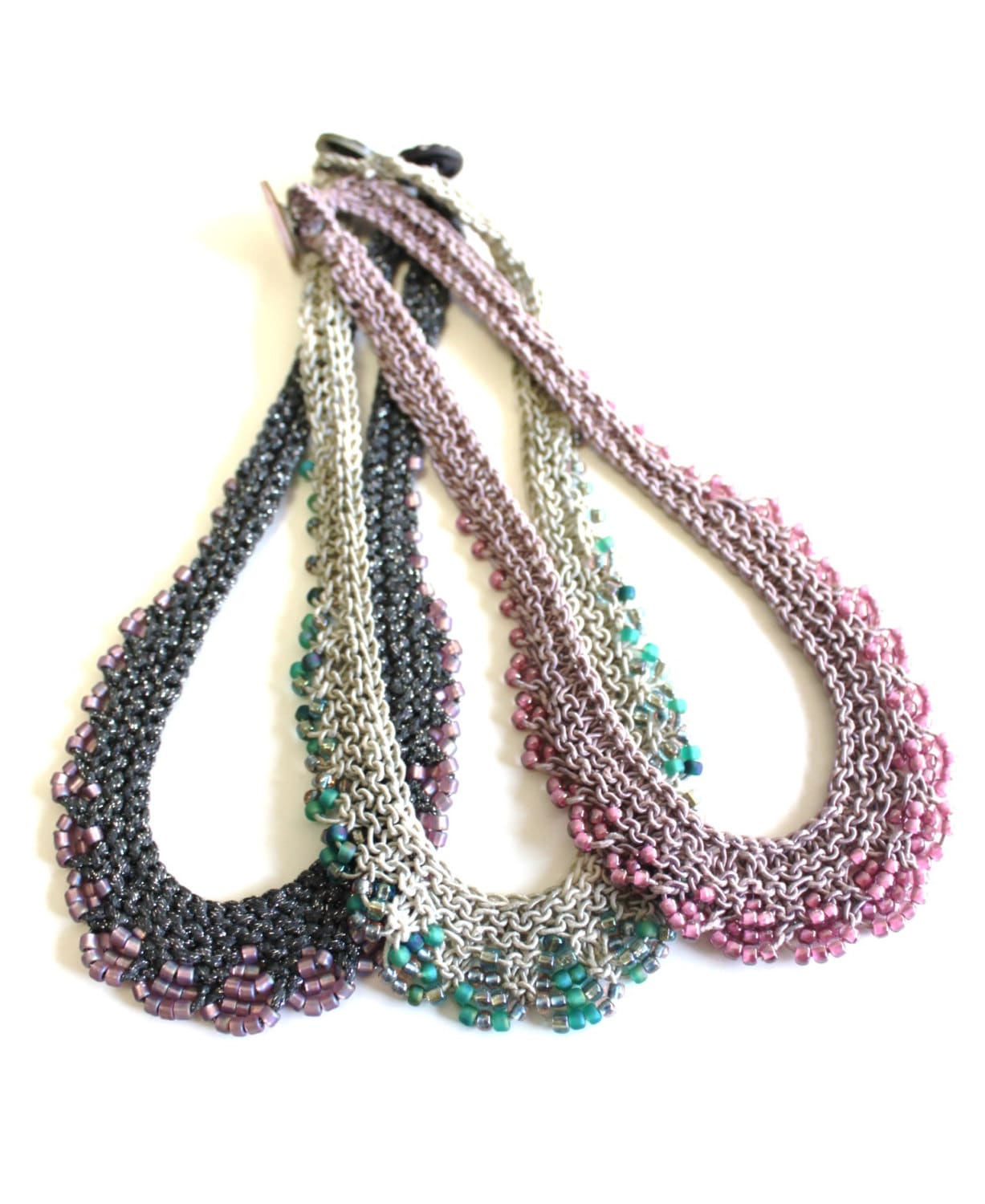 Gatsby Necklace Pattern - Bead Knit Necklace With Button Closure PDF ...