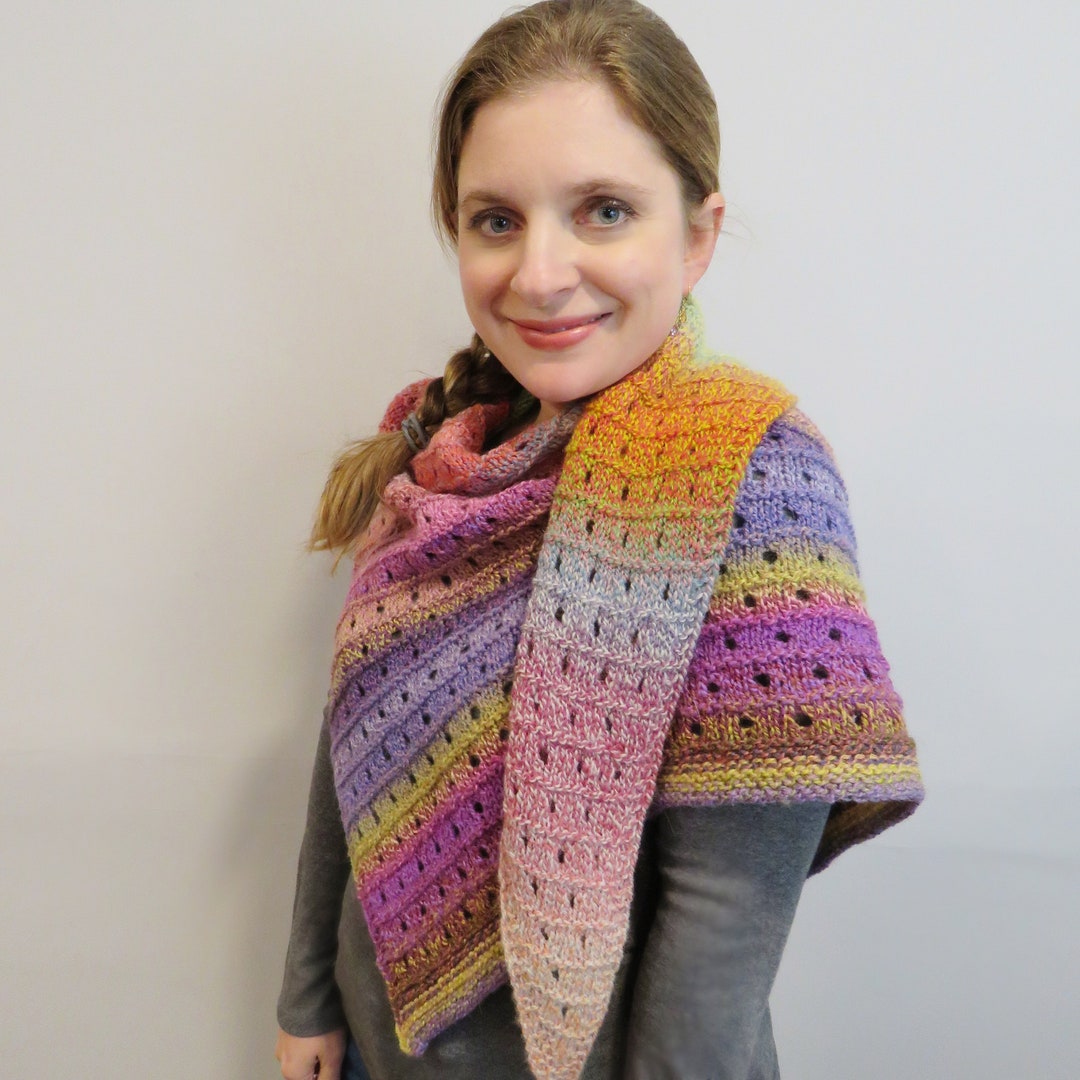 Fresh Squeezed Shawl Pattern - Eyelet Garter Textured Knit Shawl ...
