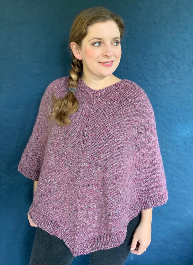 Basic Adult Poncho PDF Knitting Pattern - Knit Wrap DK Worsted Chunky ...