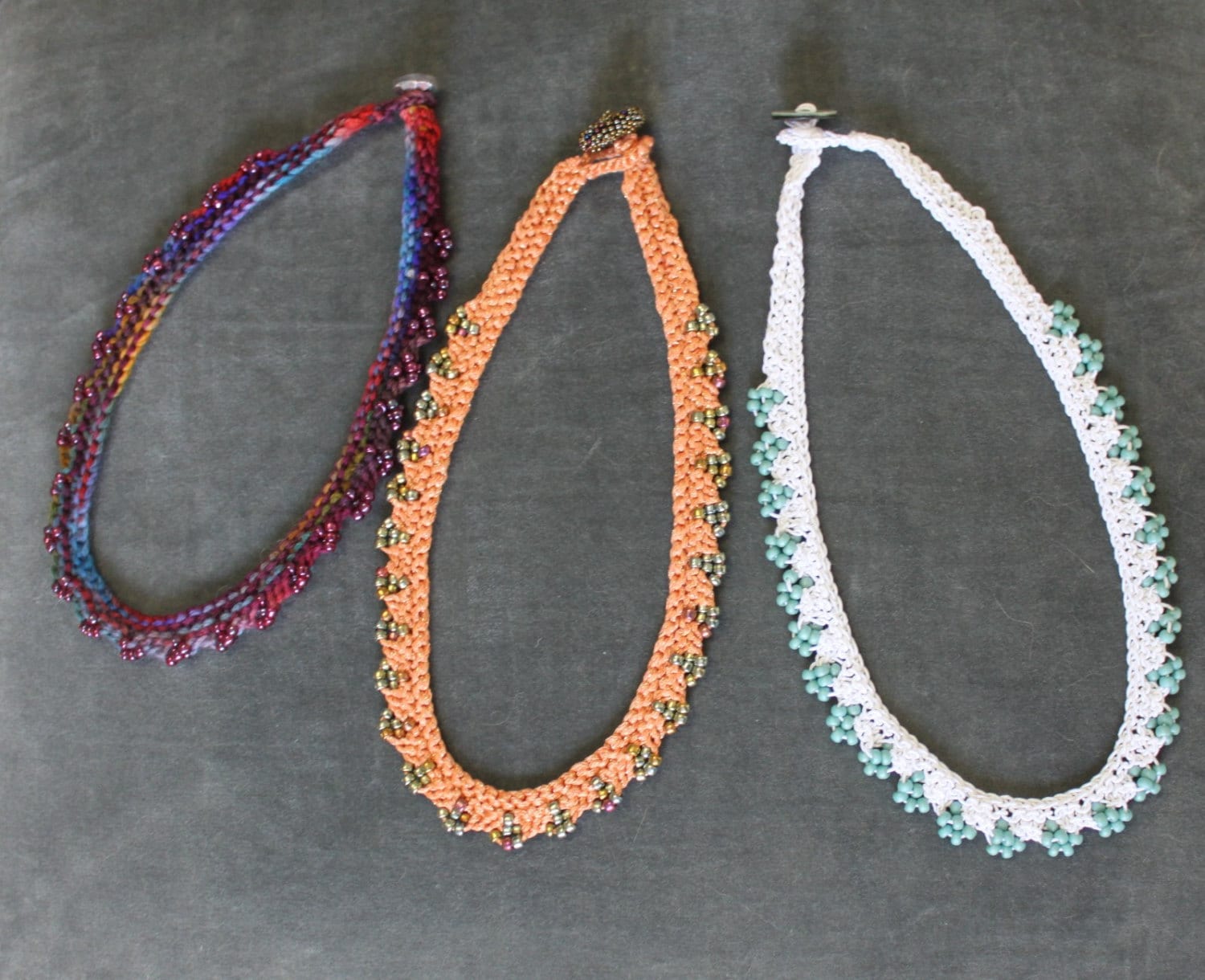 Maya Necklace Pattern Bead Knit Necklace With Button Closure - Etsy