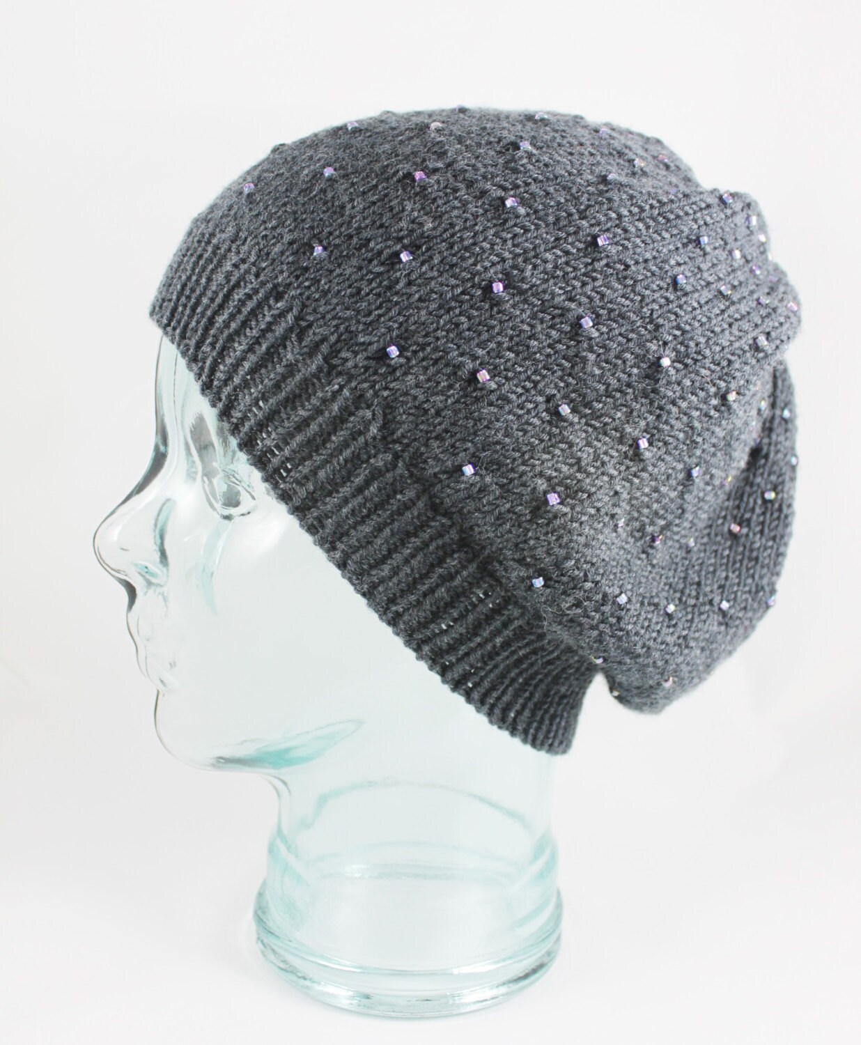 Starry Snood Hat Pattern - DK Weight Beaded Slouch Hat Pattern for ...