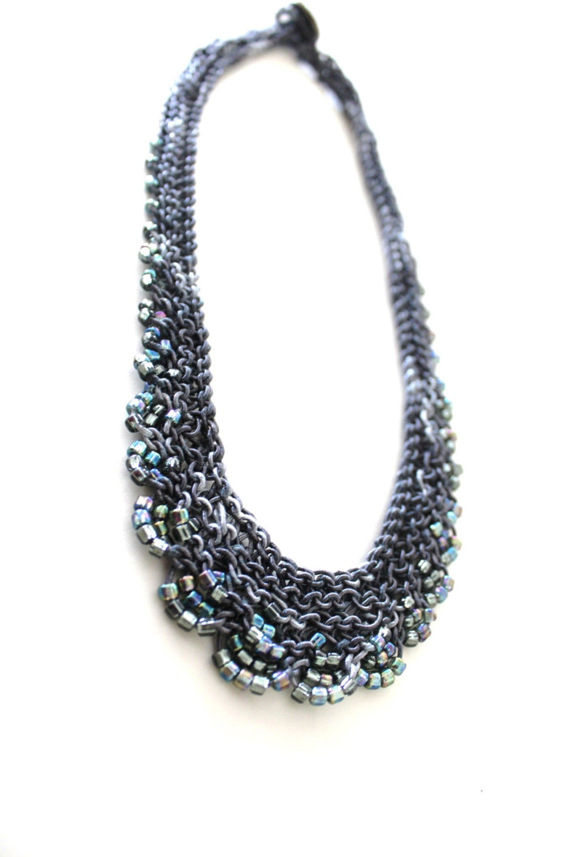 Gatsby Necklace Pattern - Bead Knit Necklace With Button Closure PDF ...