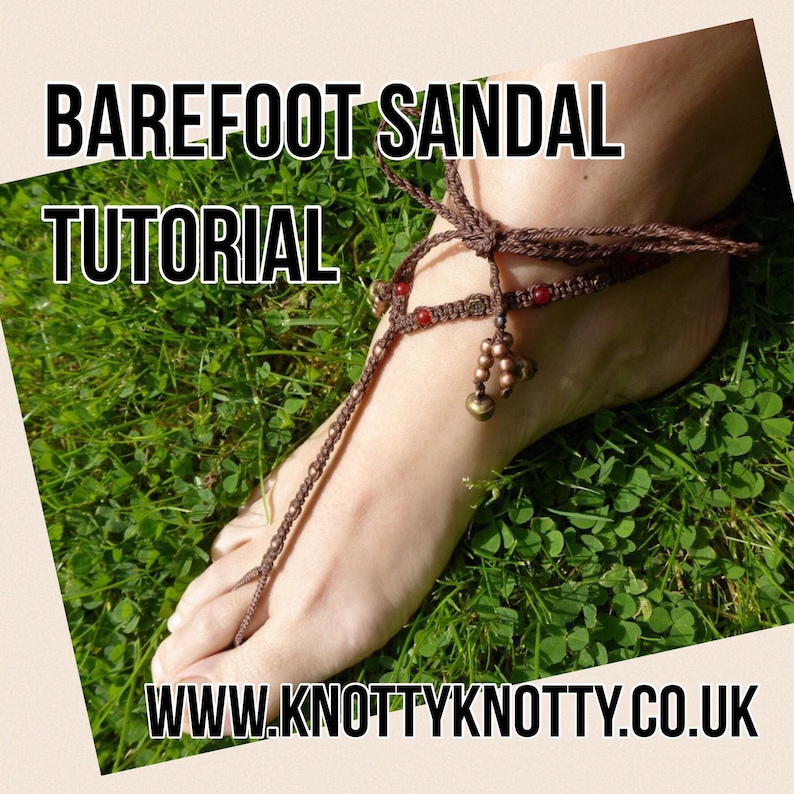 TUTORIAL Beaded Macrame Barefoot Sandal / Hand Knotted Anklet - Etsy