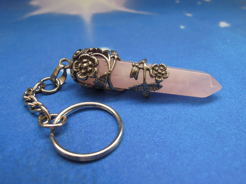 Rose Quartz Keyring Rose Quartz Key Chain Crystal Keyring | Etsy
