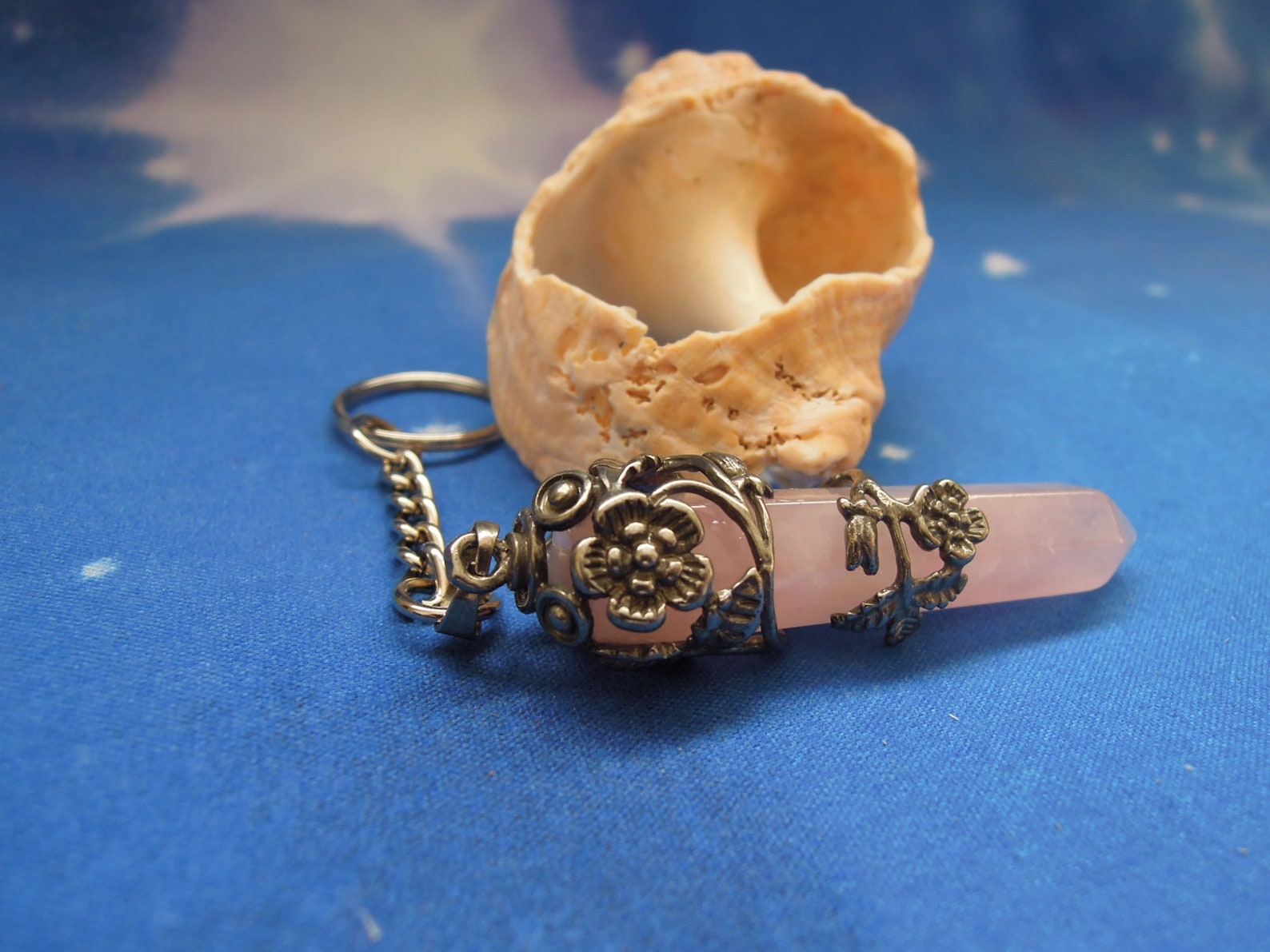 Rose Quartz Keyring - Rose Quartz Key Chain - Crystal Keyring - Crystal ...