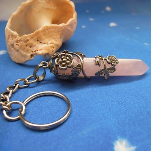 Rose Quartz Keyring Rose Quartz Key Chain Crystal Keyring - Etsy