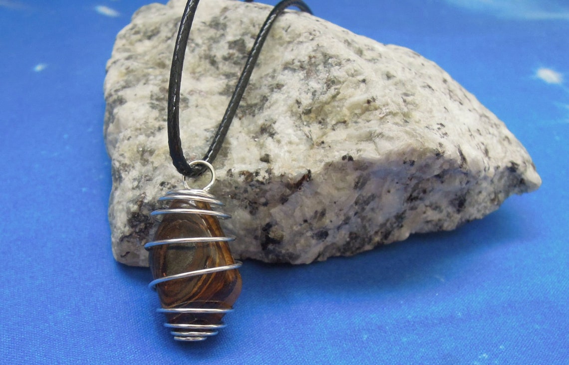 Tiger's Eye Necklace Tiger's Eye Pendant Spiral - Etsy