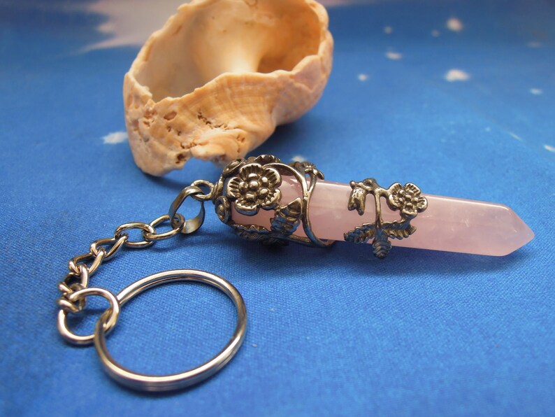 Rose Quartz Keyring Rose Quartz Key Chain Crystal Keyring | Etsy