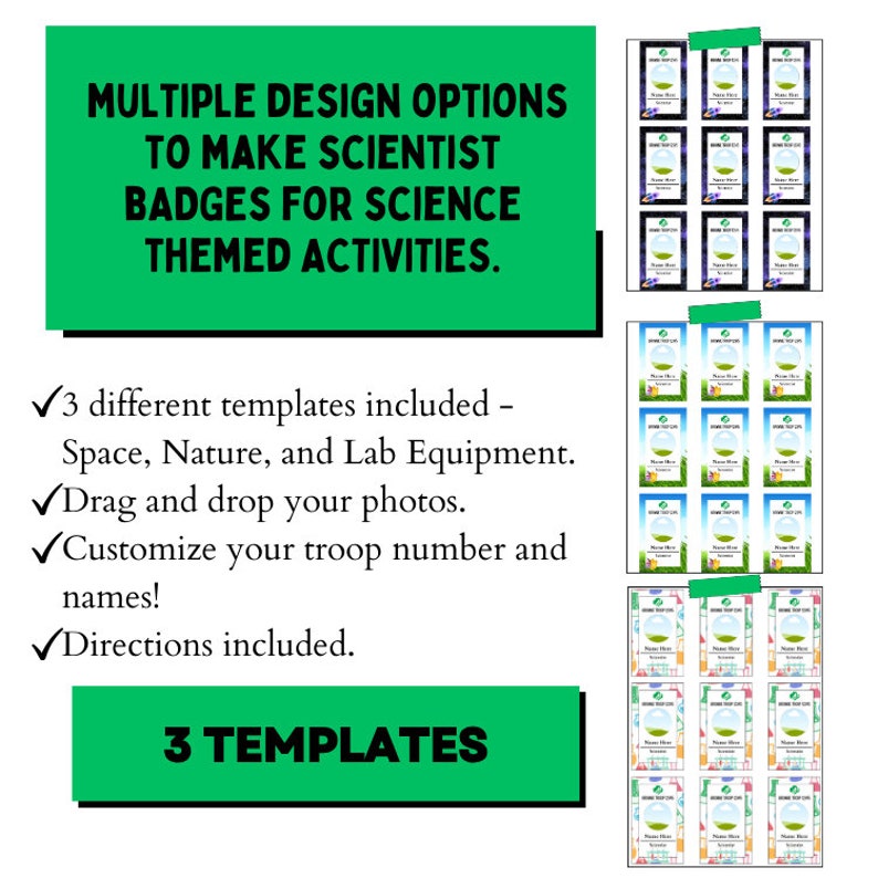 Girl Scouts Scientist ID Badge Templates for Science Badges and ...