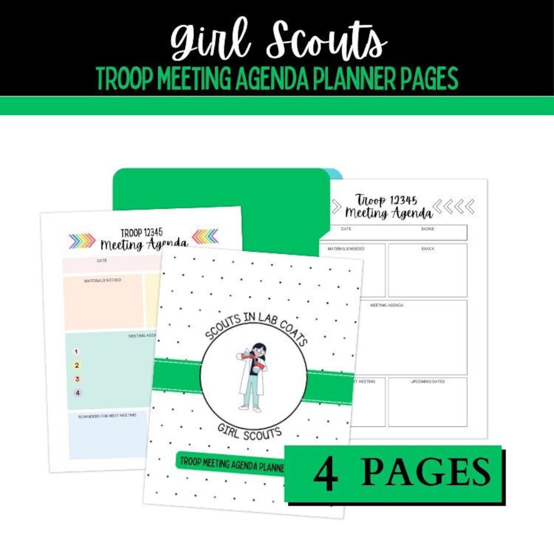Girl Scouts - Troop Leader - Meeting Agenda Planning Pages for All ...