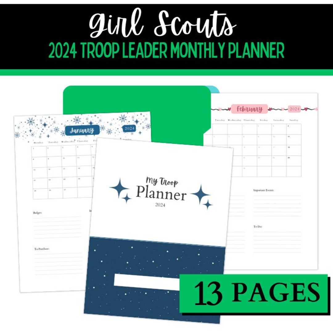 2024 Girl Scout Troop Leader Monthly Calendar Planner - Etsy