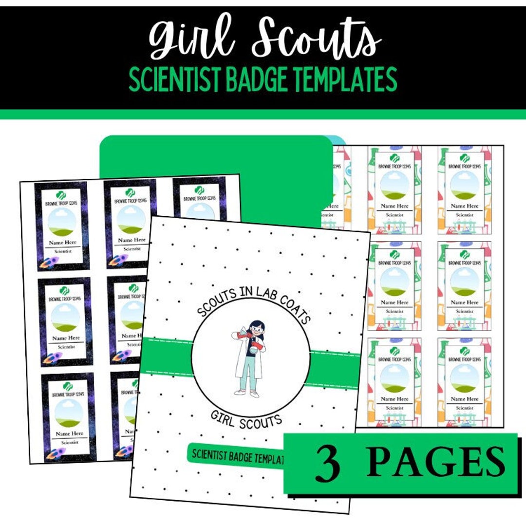 Girl Scouts Scientist ID Badge Templates for Science Badges and ...