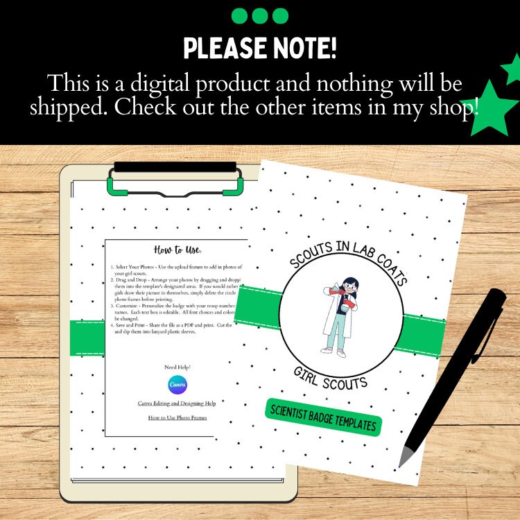 Girl Scouts Scientist ID Badge Templates for Science Badges and ...