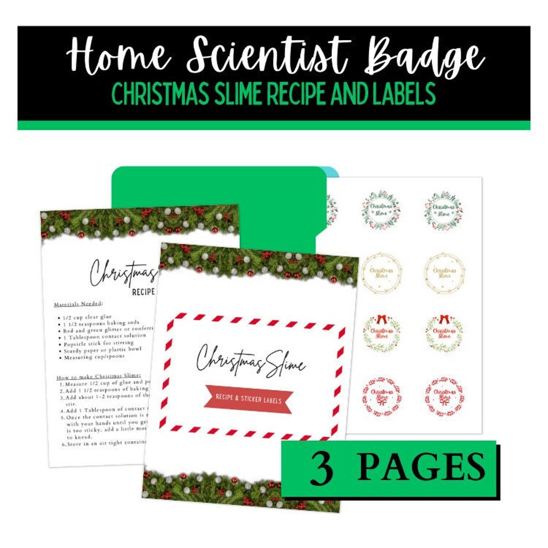Brownie Home Scientist Badge Christmas Slime Recipe and Sticker Labels ...