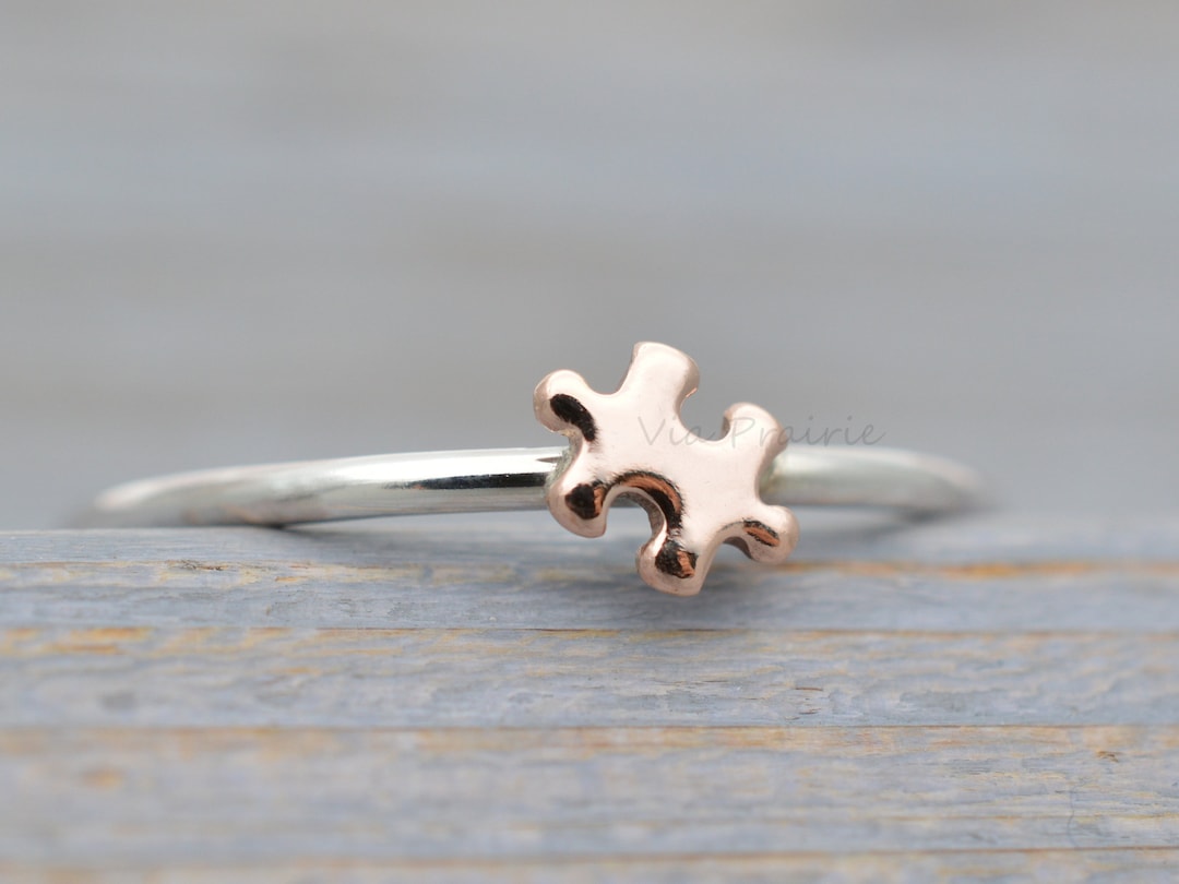 Autism Mom Ring, Gold Puzzle Piece Ring, Tiny Puzzle Ring, Dainty Gold ...