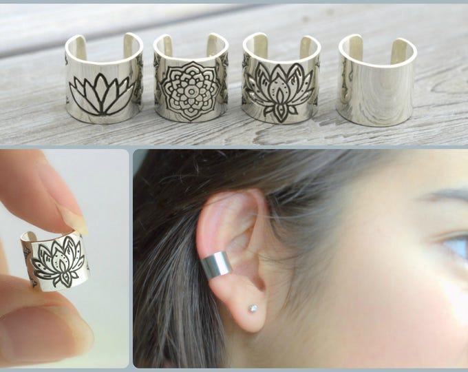 Zen Ear Cuff, Extra WIDE, 100% Handmade, Lotus Ear Cuff, Zen Yoga Reiki ...