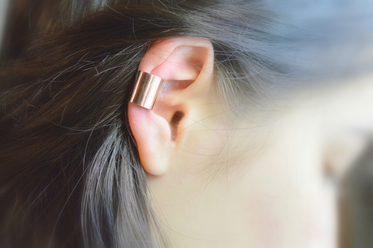 Solid 925 Silver Ear Cuff Extra WIDE ear cuff Pure Copper | Etsy