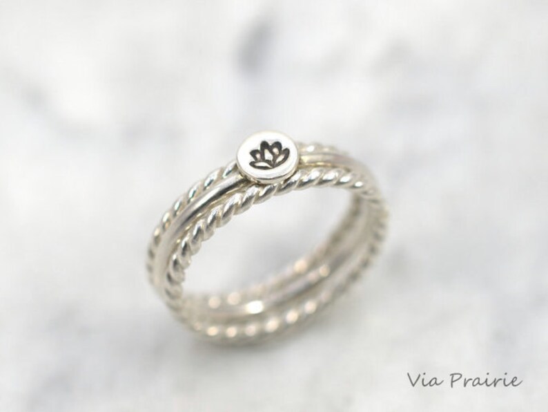 Tiny Lotus Disc Ring Lotus Flower Ring Lotus Stacking Ring | Etsy Canada