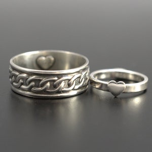 Father Daughter Ring Set, Daddy & Me Rings, Hidden Heart Ring, Dad and ...