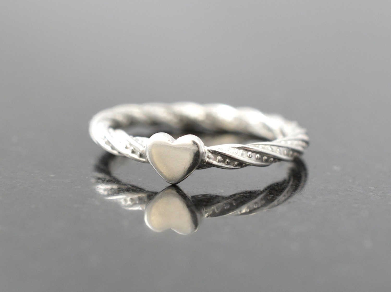 Tiny Heart Ring Twist Heart Ring Stacking Ring Heart Ring - Etsy