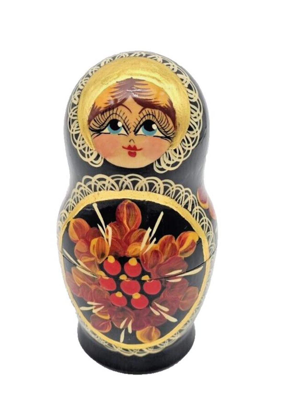 Vintage Hand Painted Signed Wood Russian Matryoshka Nesting Dolls 5 ...