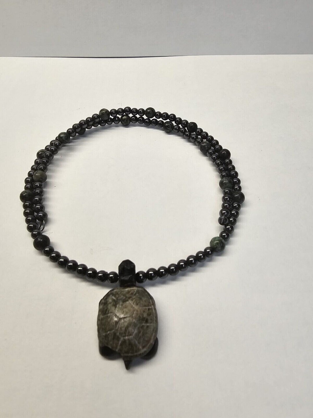 Vintage Cherokee Native Indian Hand Carved Stone Turtle Choker Necklace ...