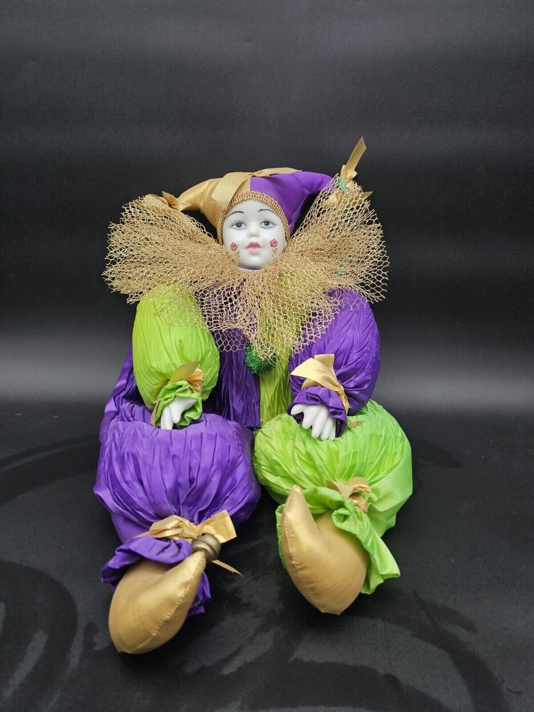 Handmade Mardi Gras Jester Ceramic Head & Hands Doll W/hand Painted ...