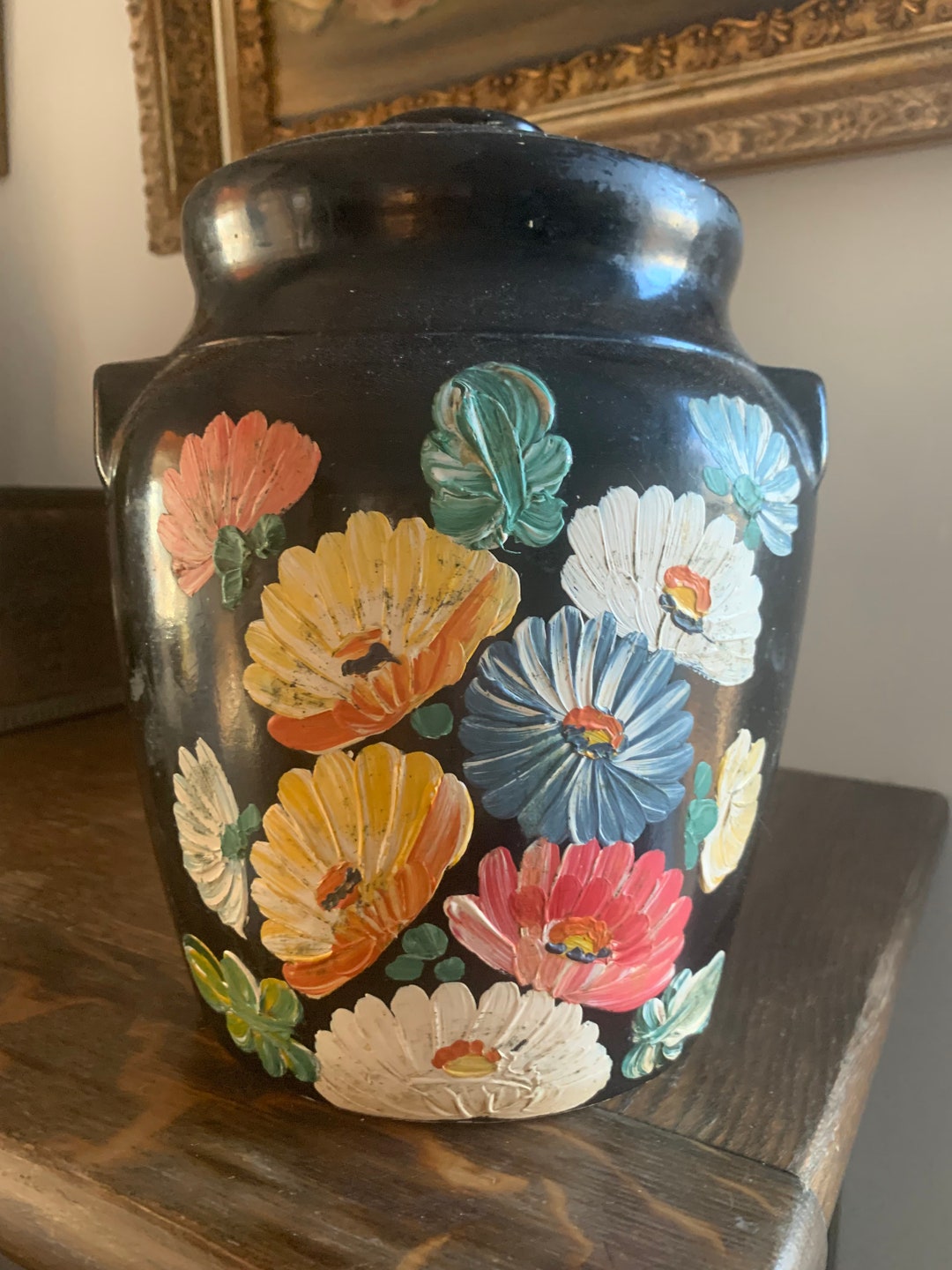 Antique Black Cookie Jar Ransburg Pottery - Etsy