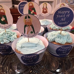 All Saints' Day Party Pack, Soft Saint Banner, Cupcake Toppers ...