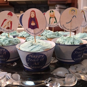 All Saints' Day Party Pack, Soft Saint Banner, Cupcake Toppers ...