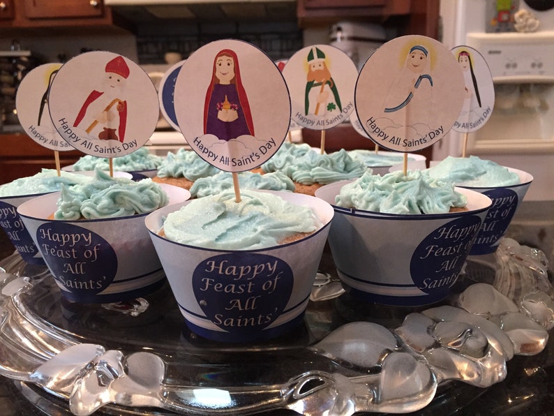 All Saints' Day Party Pack, Soft Saint Banner, Cupcake Toppers ...