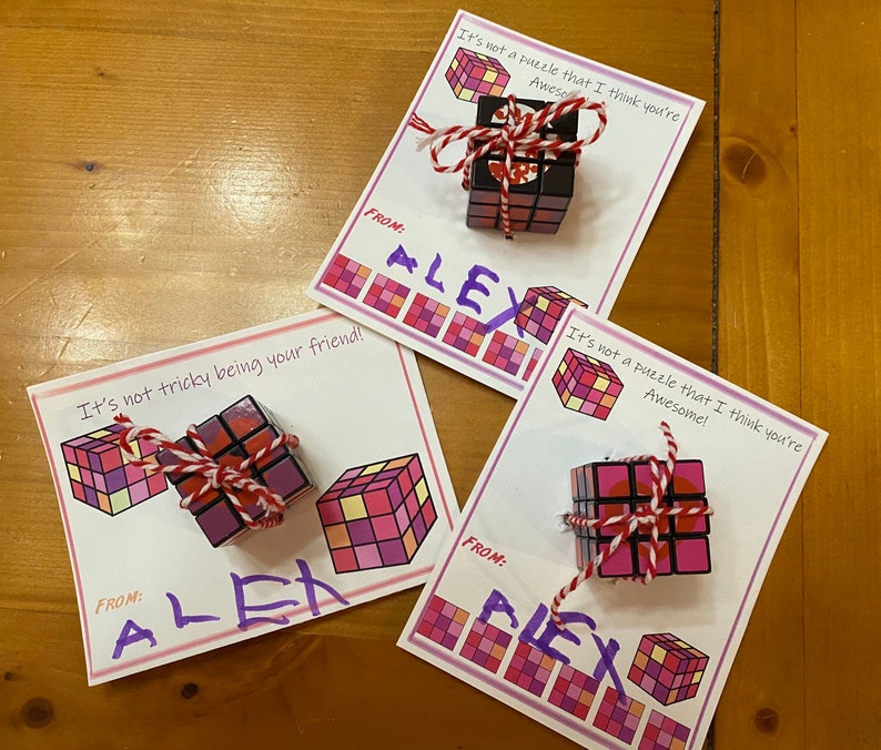 Kids Printable Valentines, Rubix Valentines, Kids Valentine, Puzzle ...