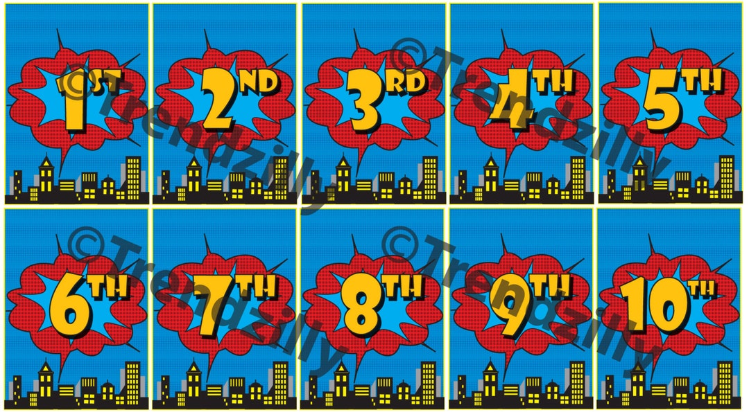 Superhero Birthday Banner Number Add-on, Comic Book Party, Superhero ...