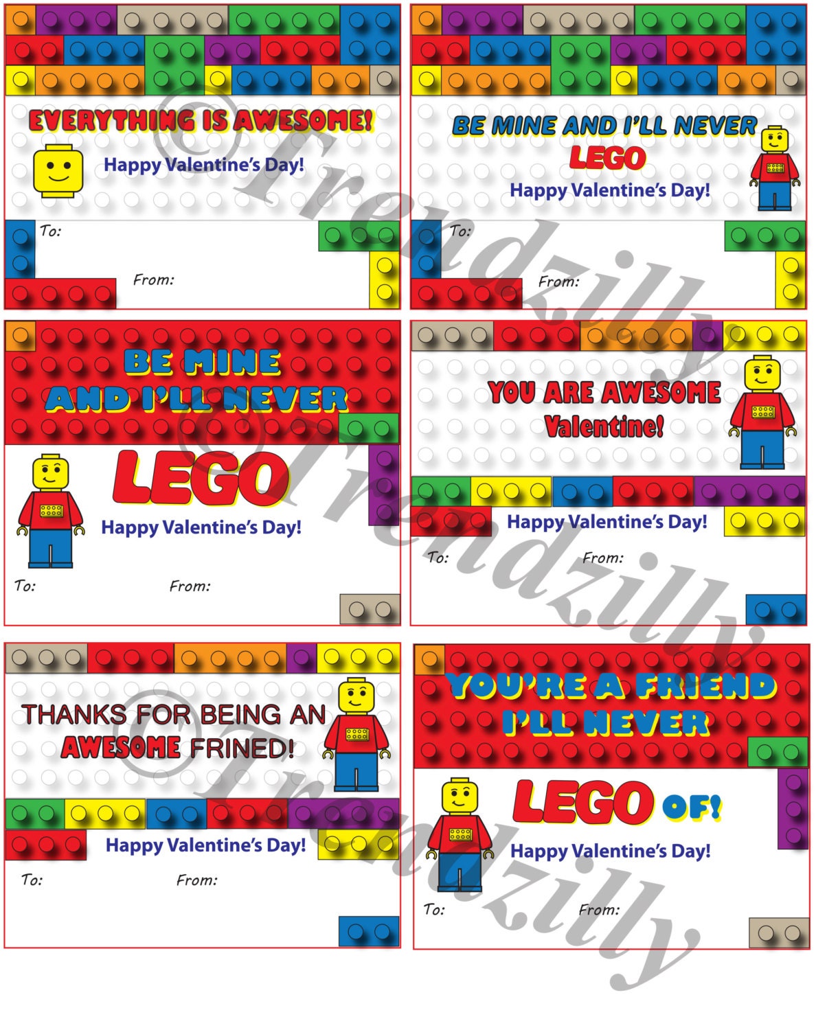 Building Brick Valentines, Valentine's Day, Kid Valentines ...