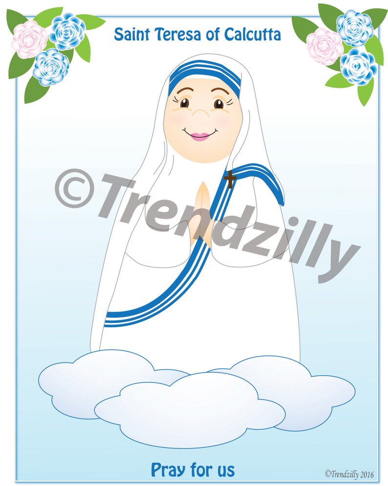 Mother Teresa of Calcutta Coloring Page and Holy Cards, Kids Coloring ...