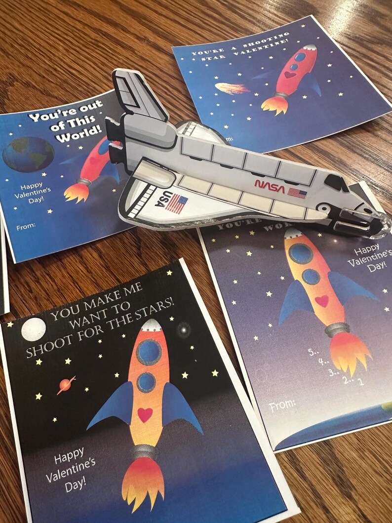 Kids Printable Valentine, Space Ship Valentine, Outer Space, Out of ...